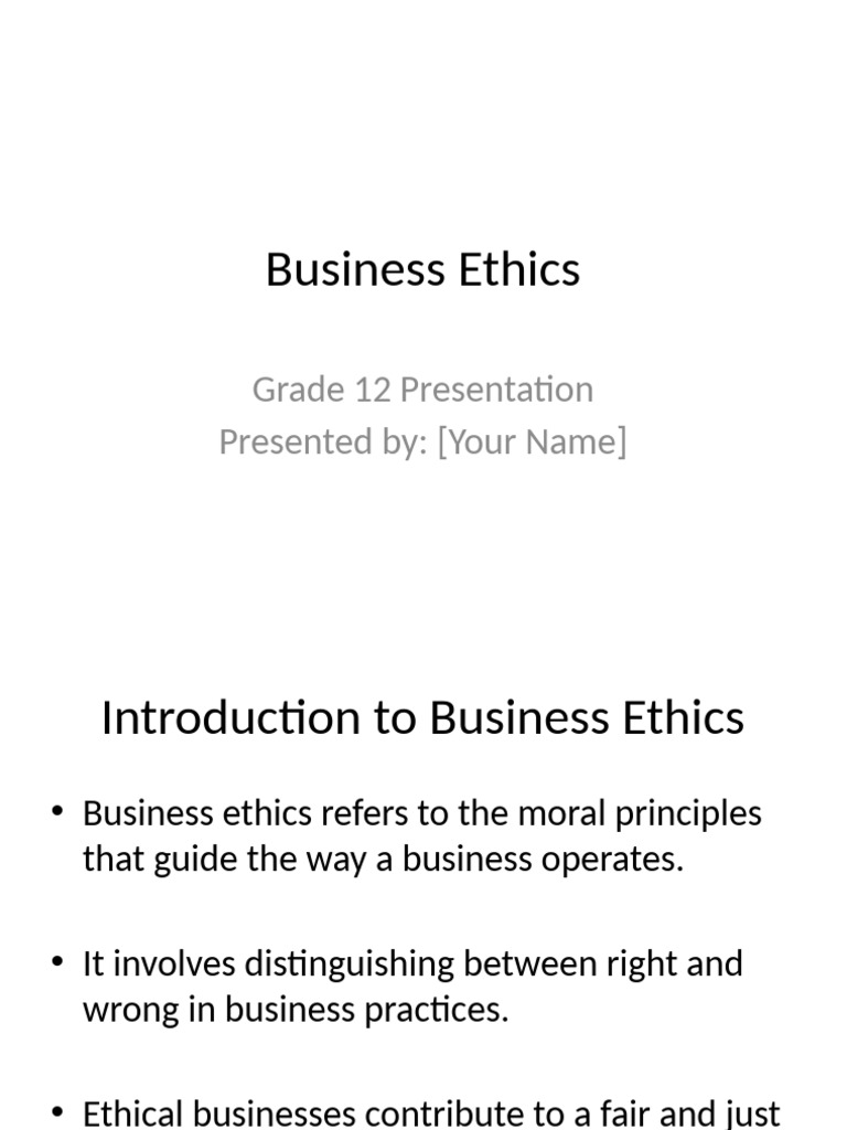 Business Ethics Grade12 | PDF