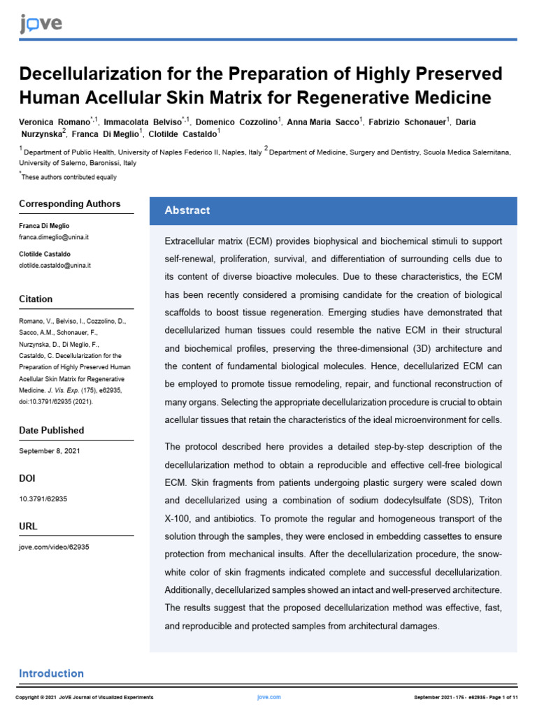 Decellularization for the Preparation of Highly Preserved Human ...