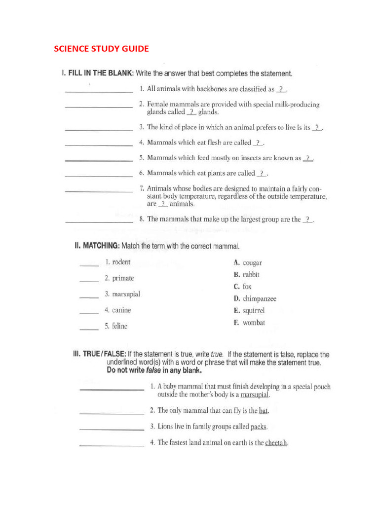 Science Study Guide | PDF