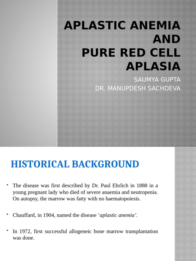 Aplastic Anemia Overview and Treatment Guide | PDF | Anemia | Diseases ...