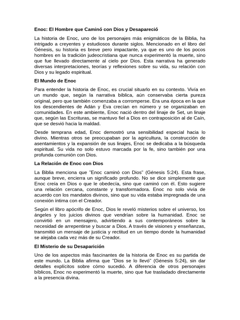 Enoc: El Profeta que Caminó con Dios | PDF | Biblia | Fe