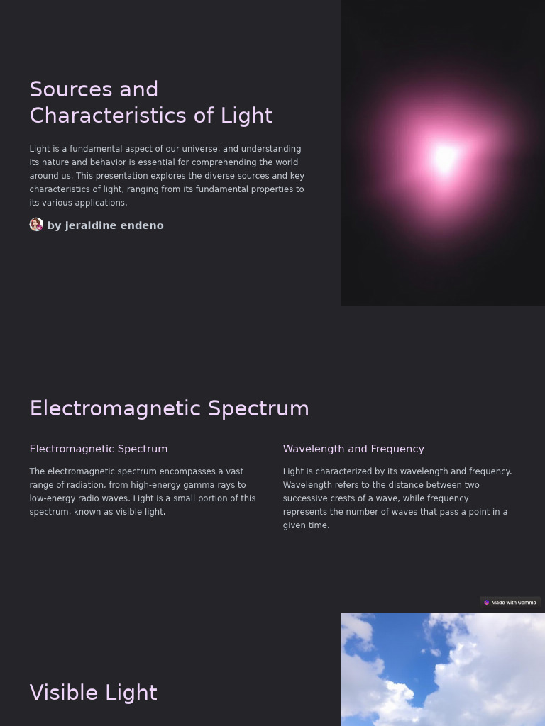 Sources and Properties of Light Explained | PDF | Light ...