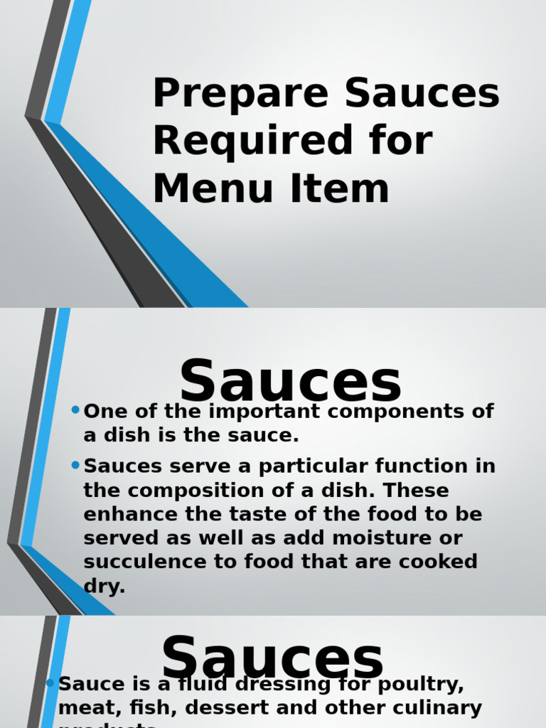 Essential Sauces for Culinary Mastery | PDF | Sauce | Starch