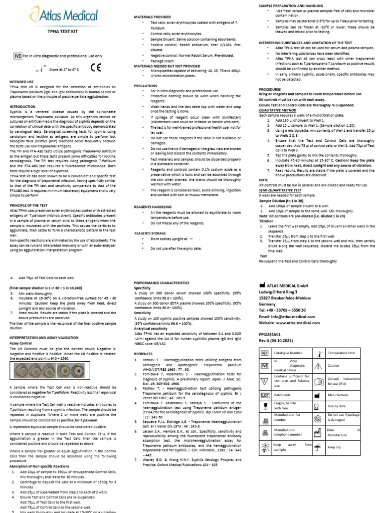 TPHA kit | PDF | Serology | Antibody