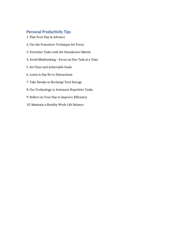 Personal Productivity Tips | PDF