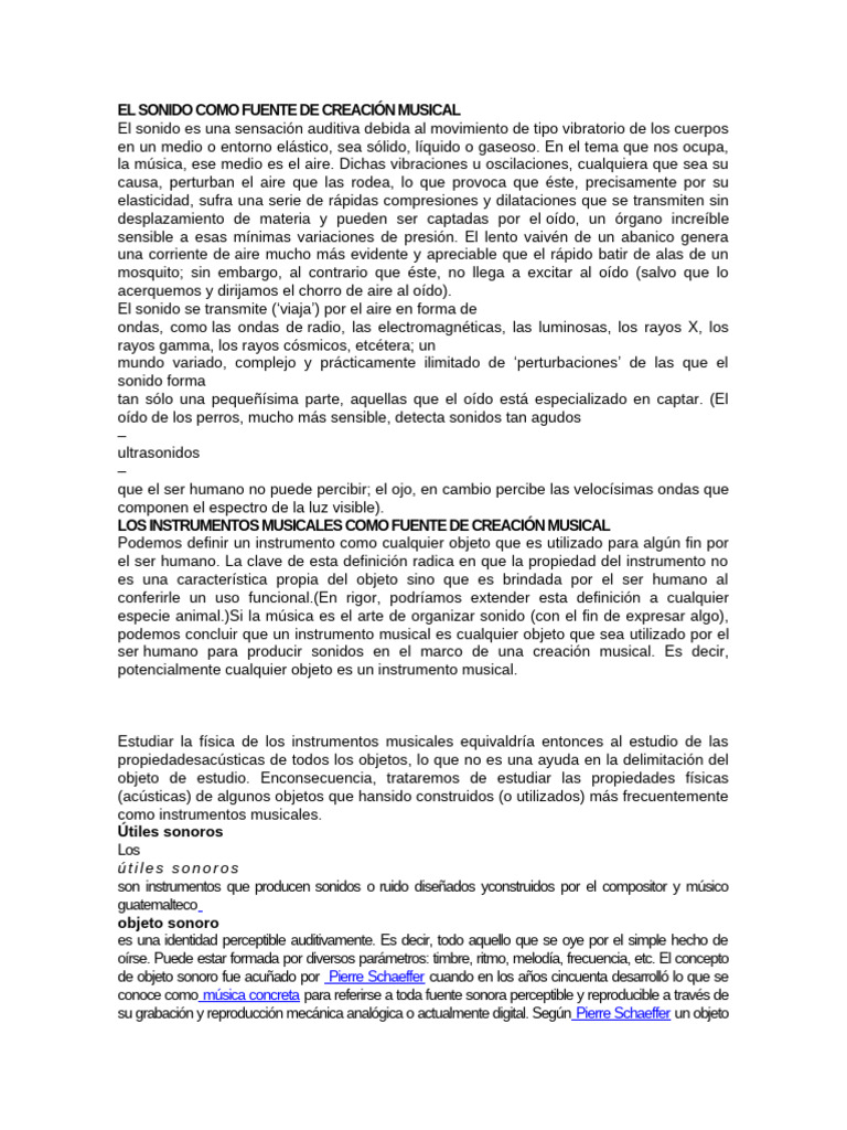 Creación Musical: Sonido e Instrumentos | PDF
