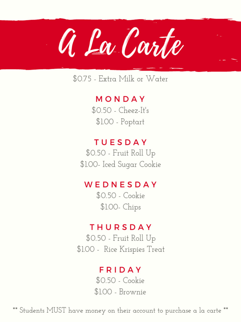 Intermediate A La Carte | PDF