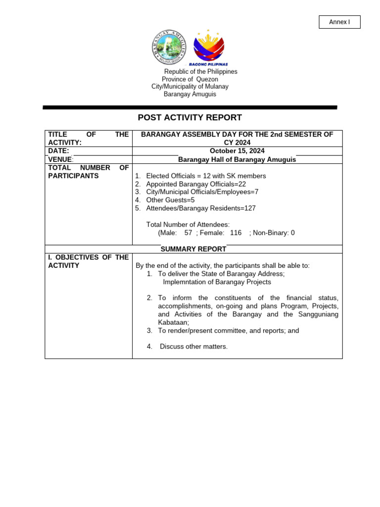 Annex I - Post Activity Report Template | PDF
