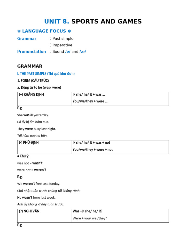 Unit 8. Sports and Games | PDF