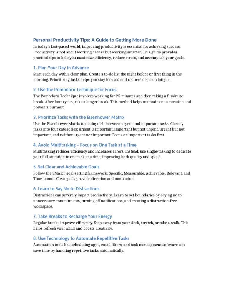 Enhanced Personal Productivity Tips | PDF | Time Management ...