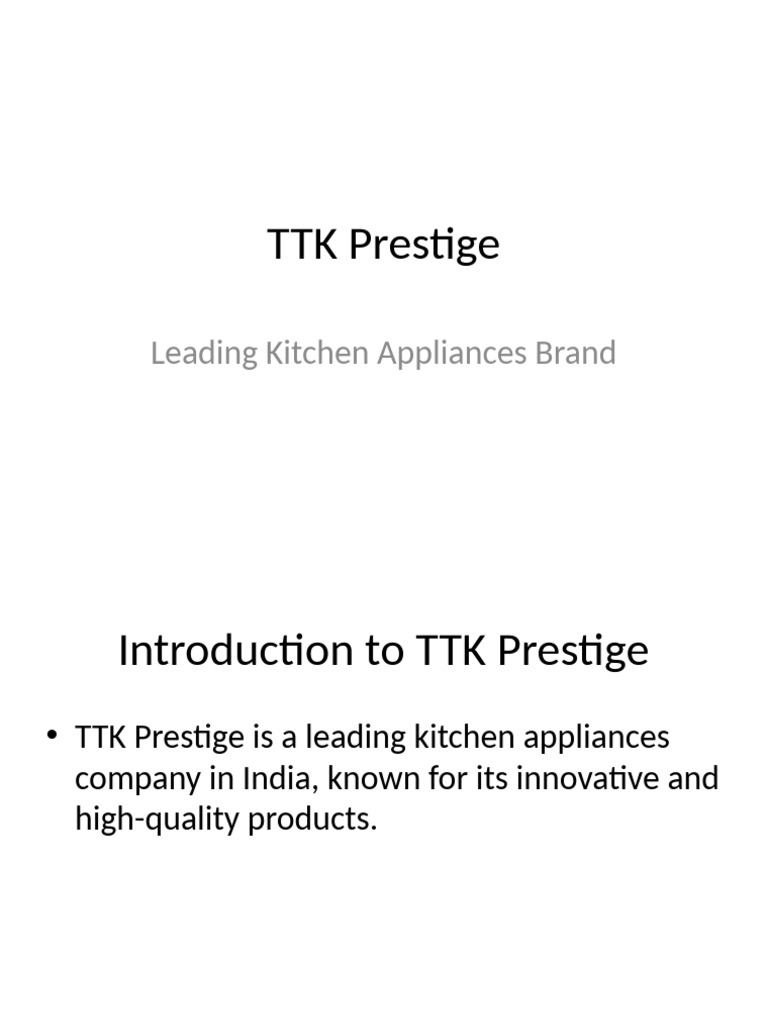 TTK Prestige: Top Kitchen Appliances Brand | PDF