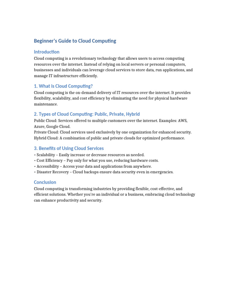 Cloud Computing Basics for Beginners | PDF