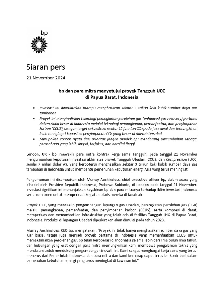 Proyek Tangguh UCC di Papua Barat | PDF