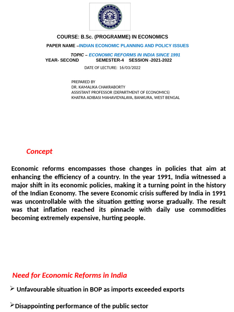 Economic Reforms in India Since 1991 | PDF