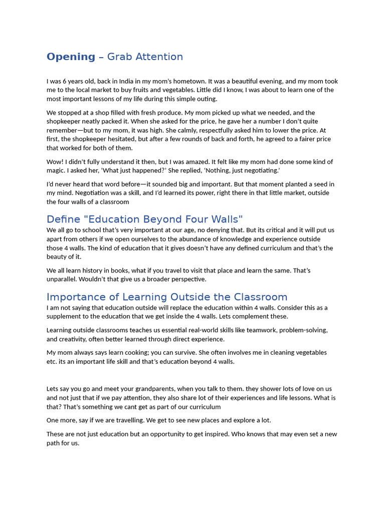 The Power of Learning Beyond Classrooms | PDF | Cognition | Learning