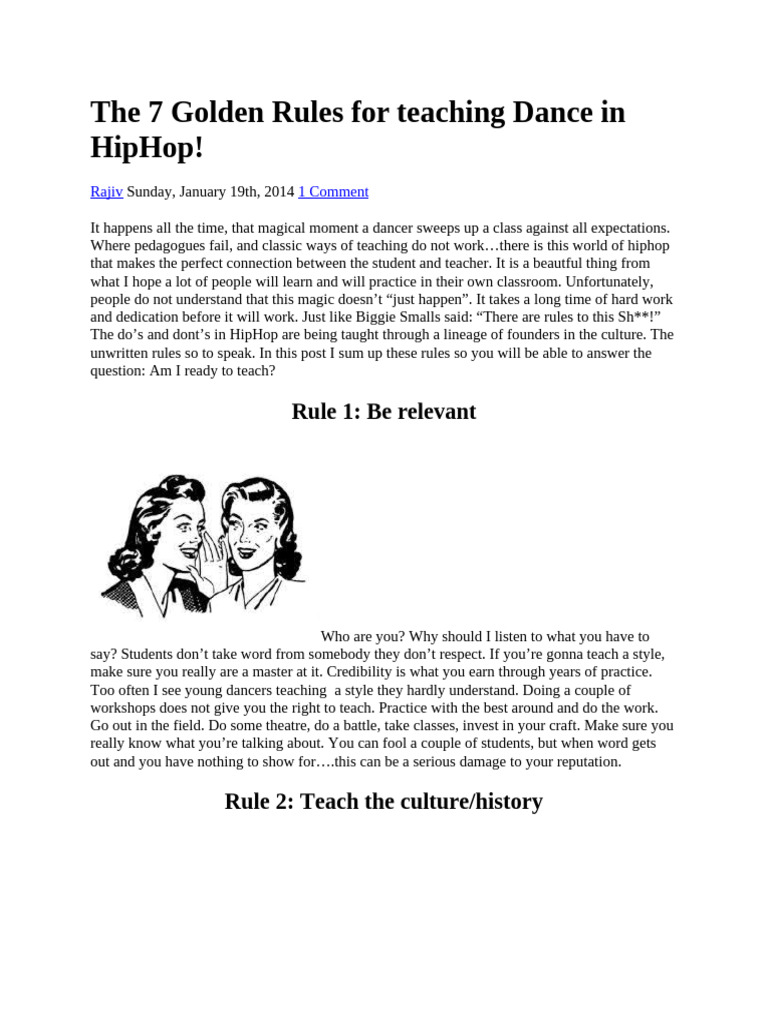 7 Essential Rules for Teaching Hip Hop | PDF