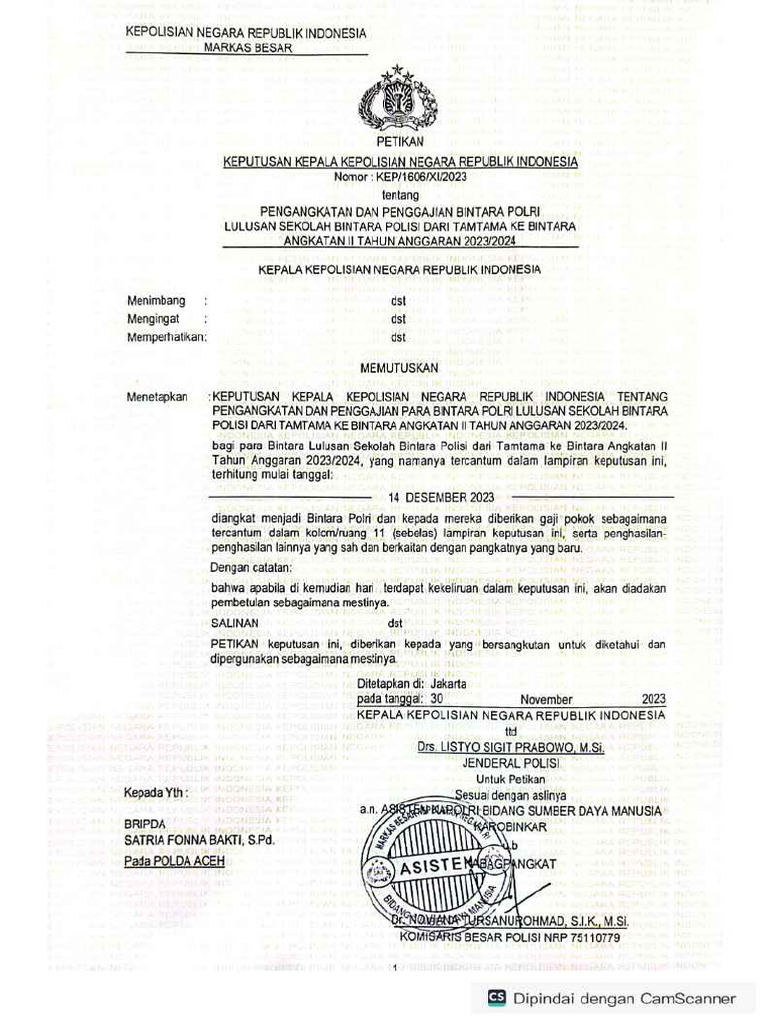 Pangkat - Personel Surat - Keputusan - File 25 BRIPDA 1706329041 | PDF