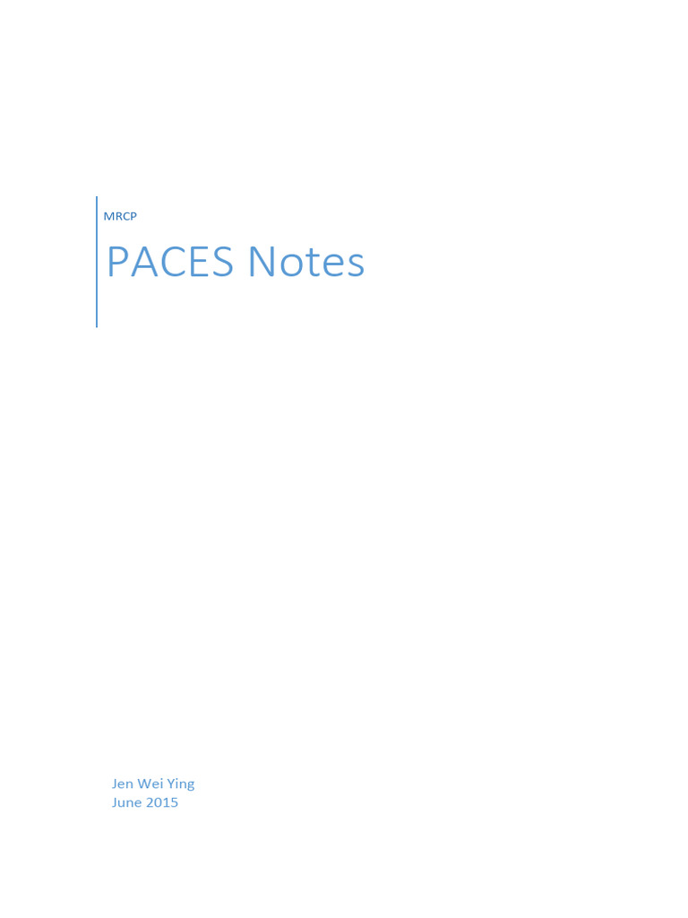 JWY PACES Revision Notes | PDF | Cirrhosis | Hepatitis
