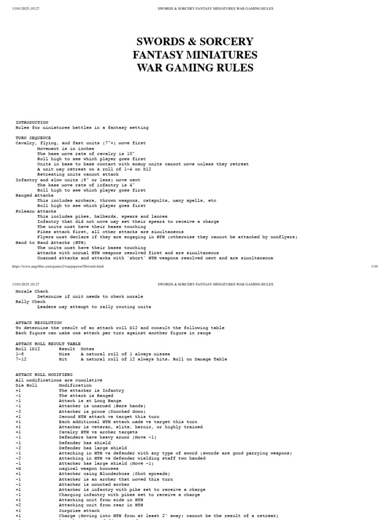 Fantasy Miniature War Game Rules | PDF | Infantry | Cavalry