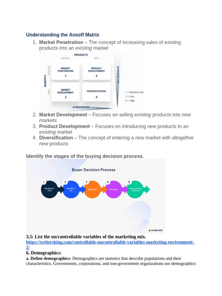 Ansoff Matrix and Market Research Insights | PDF | Pricing | Marketing
