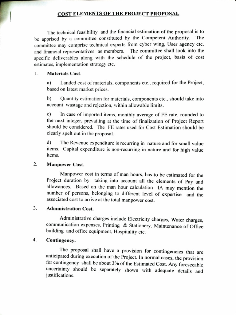 cost elements of the project proposal (1) | PDF | Expense | Cost