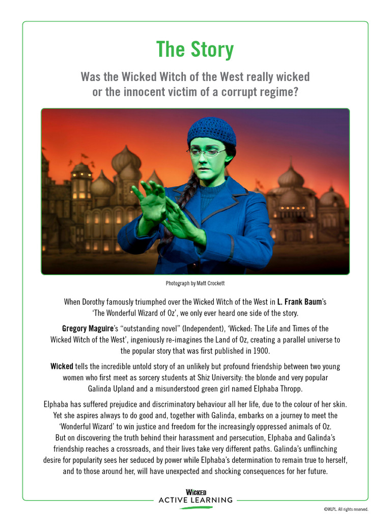 Wicked Active Learning The Story | PDF | Land Of Oz | Oz (Franchise)