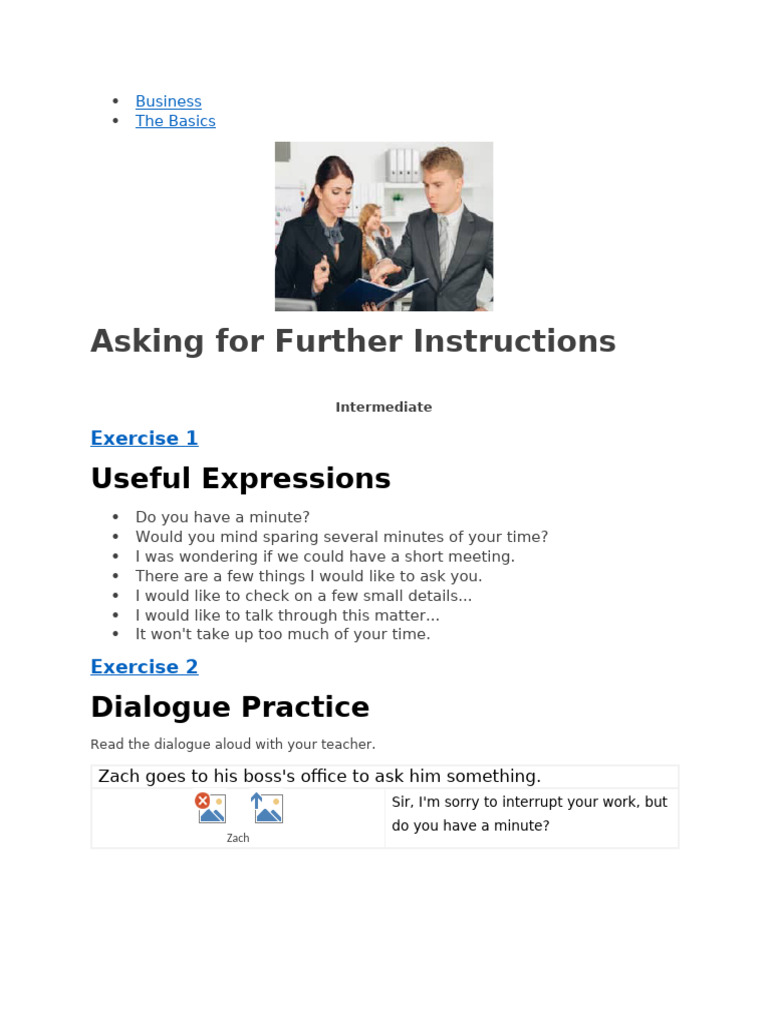 BUSINESS Asking For Further Instructions P3 | PDF