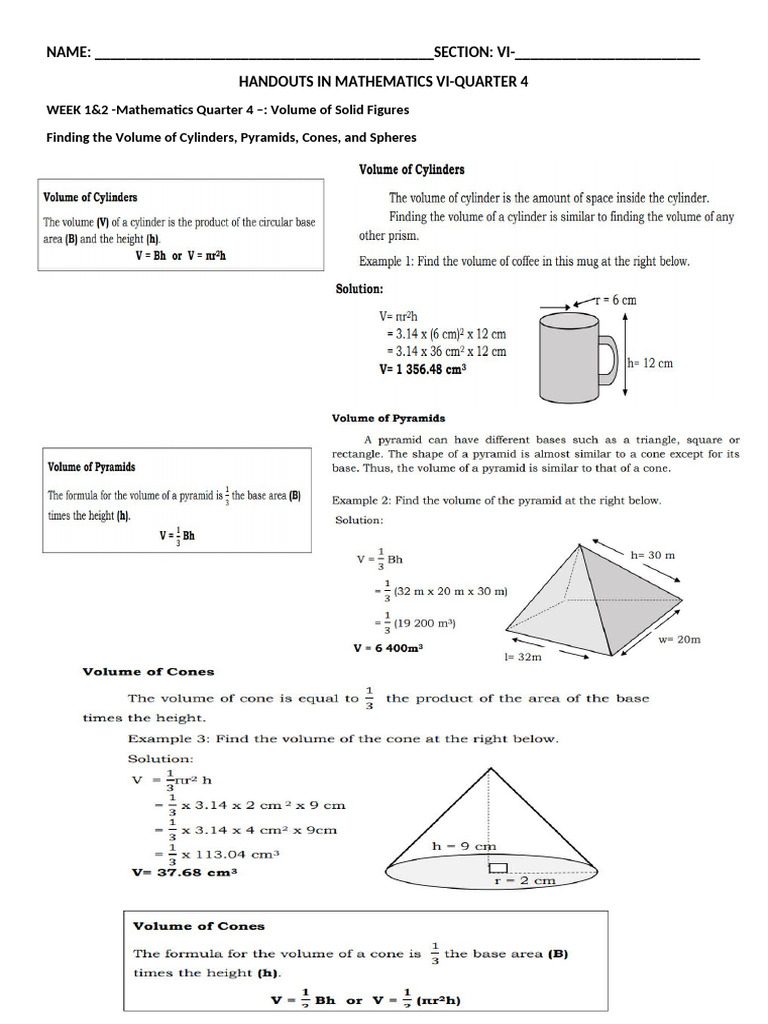 MATHEMATICS HANDOUTS-Q4 | PDF