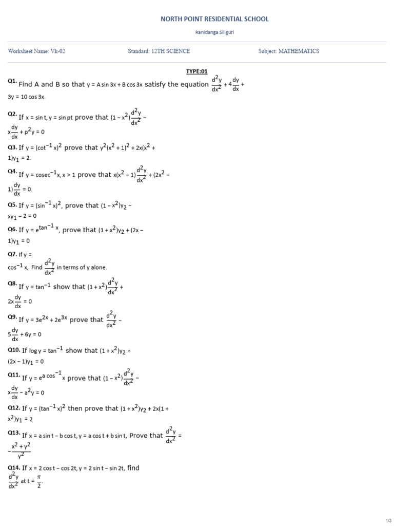 VK 02 12th Science Mathematics | PDF