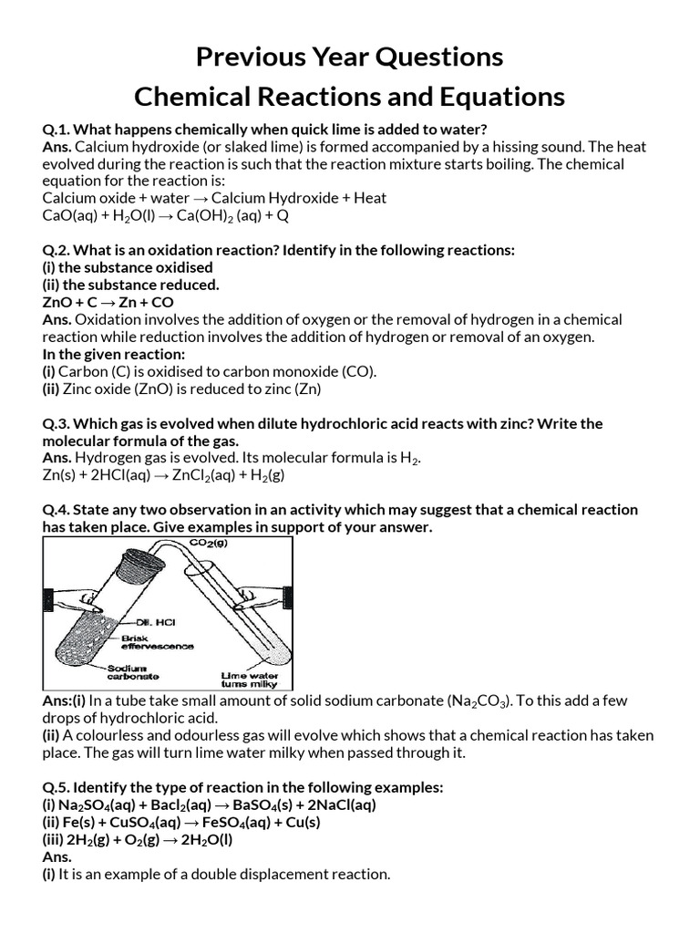 Chemical Reactions & Equations Explained | PDF | Redox | Chemical Reactions