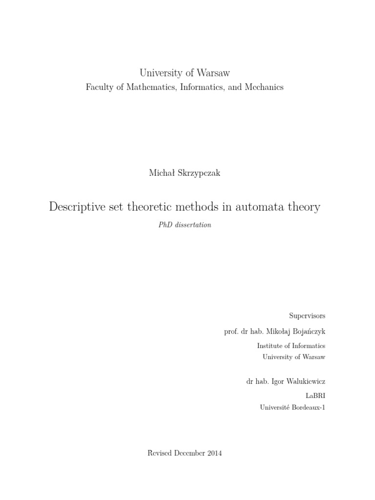 Descriptive Set Theoretic Methods in Automata Theory-2014--Skrzypczak-p251 | PDF