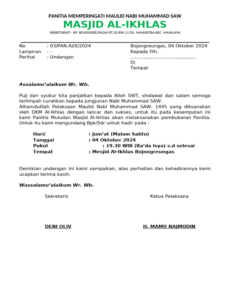 Undangan Rapat Rajaban | PDF