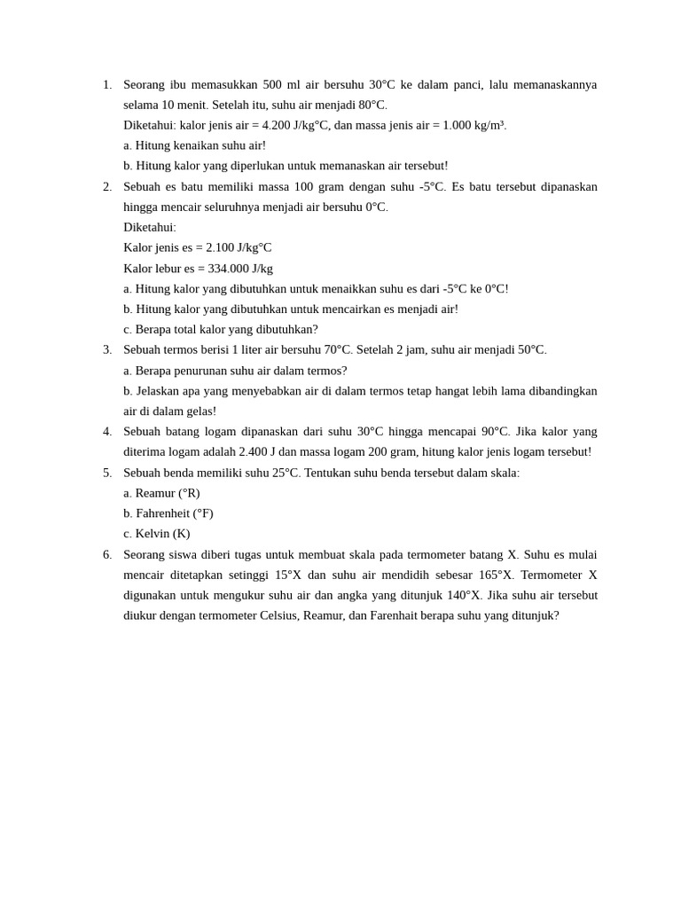 Latihan Soal Suhu Dan Kalor | PDF