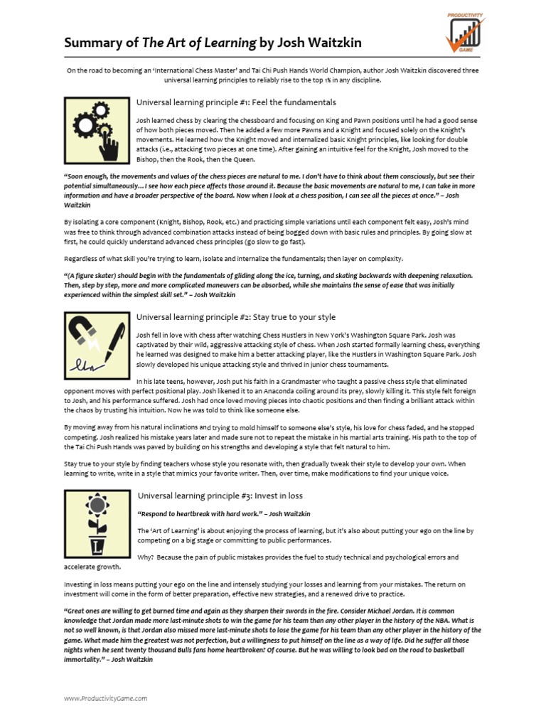 Summary of The Art of Learning | PDF | Chess | Abstract Strategy Games