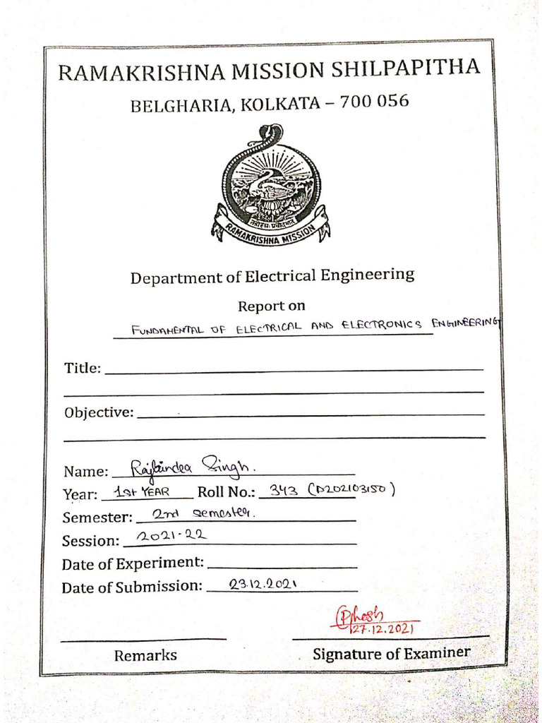 Fundamental of Electrical Engg Project Report | PDF