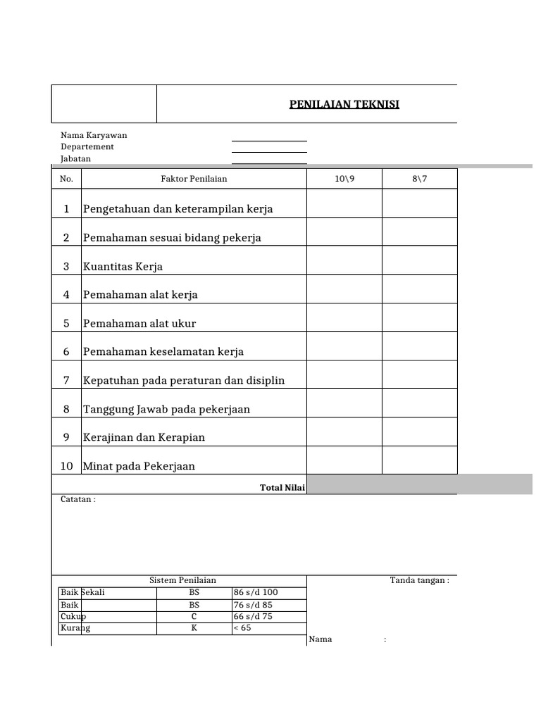 Form Penilaian | PDF