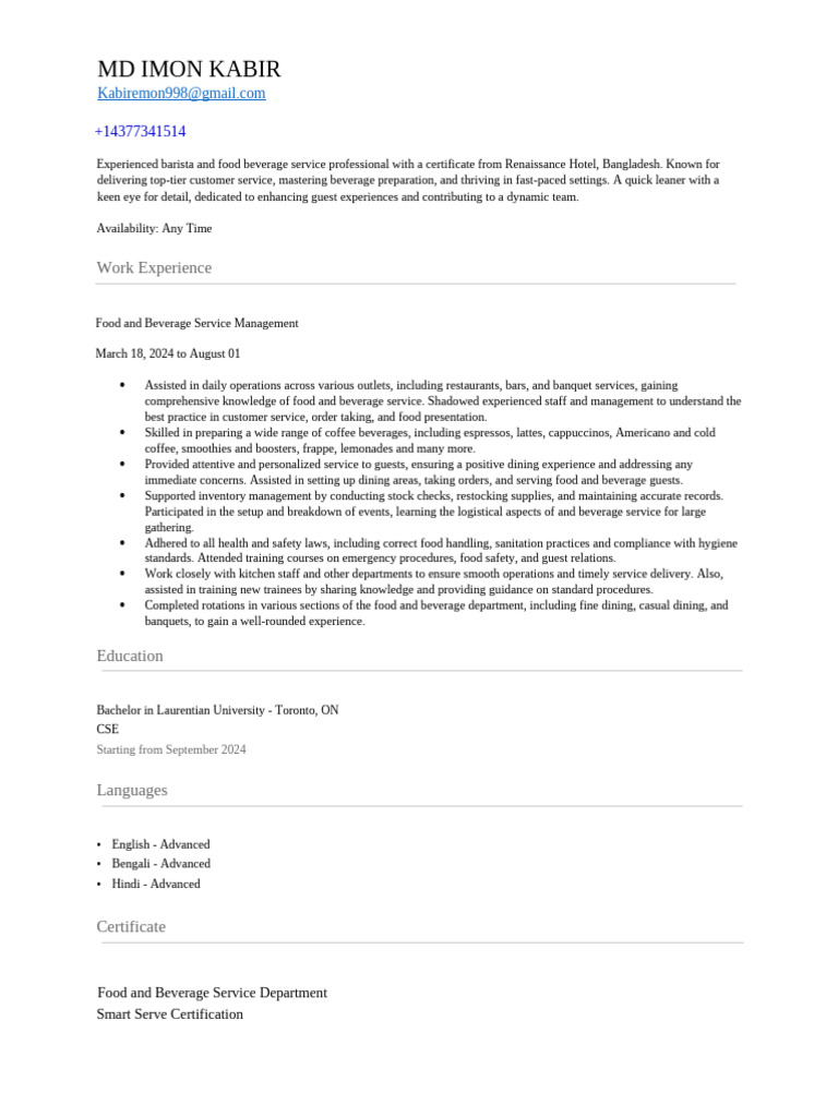 imon kabir resume | PDF