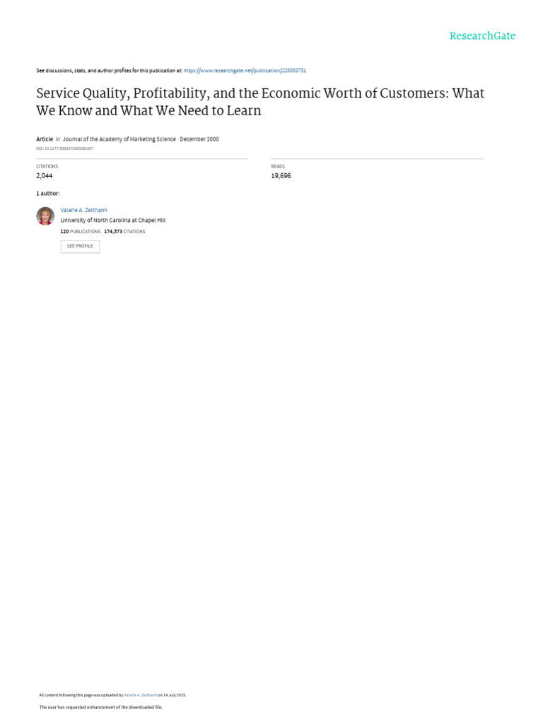 Service Quality and Profitability Insights | PDF | Marketing | Business