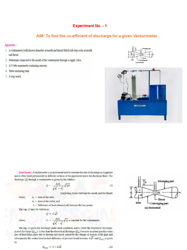 Venturimeter Apparatus | PDF
