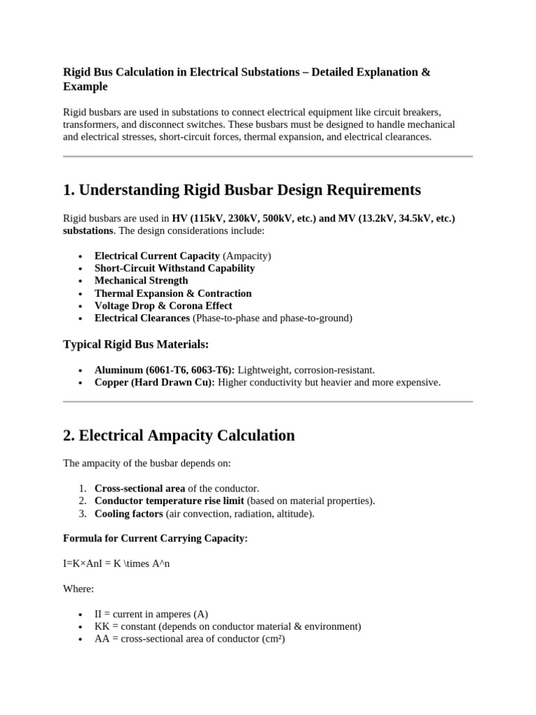 Class Note On Rigid Bus Calculation in Electrical Substations | PDF ...