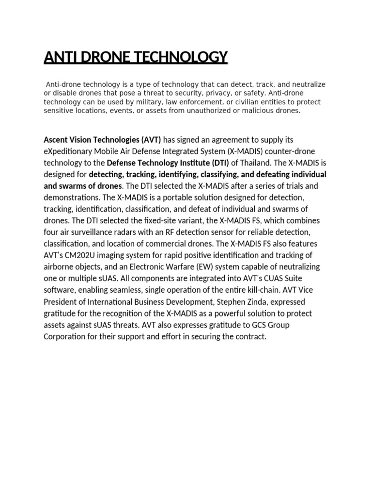 Anti-Drone Technology Overview | PDF