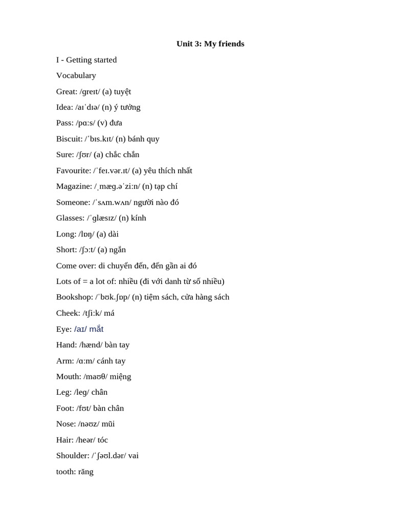 Unit 3 - My Friends | PDF