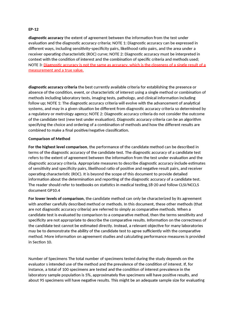 EP | PDF | Sensitivity And Specificity | Accuracy And Precision