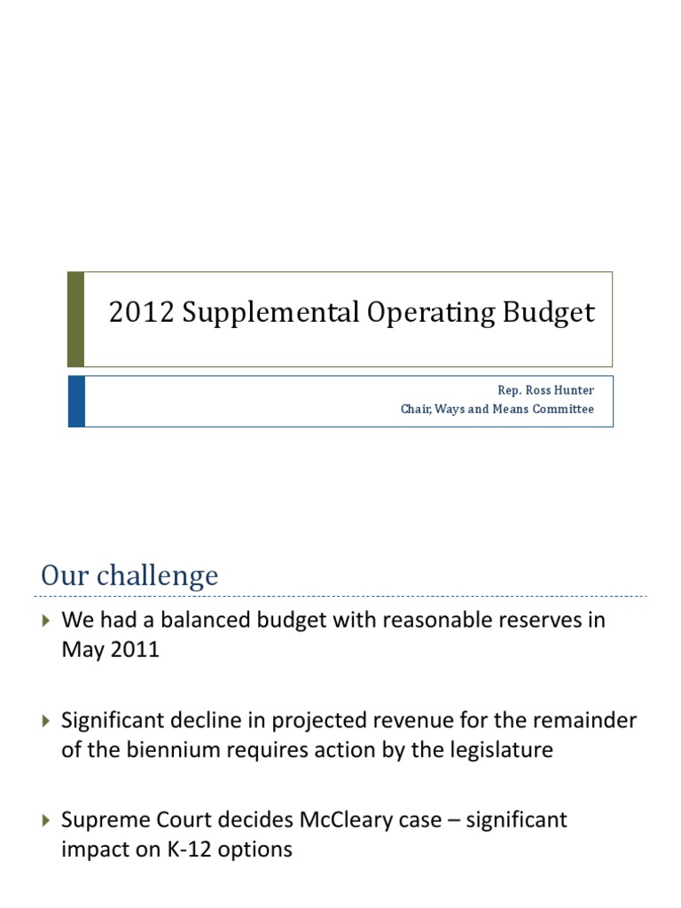 2012 Washington State Budget Overview | PDF | Patient Protection And ...