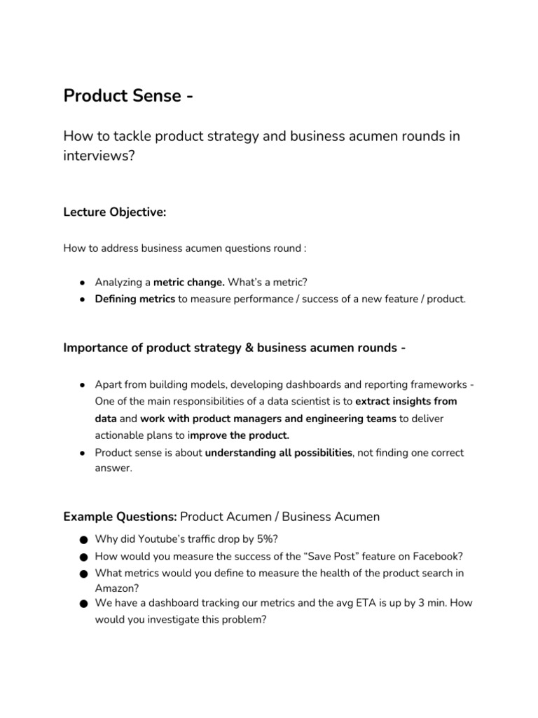 Product Sense Batch 1 Lecture 1 | PDF | Facebook