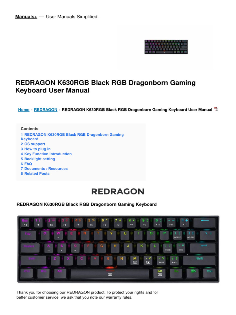 REDRAGON K630RGB Keyboard Guide | PDF | Computer Keyboard | Computing