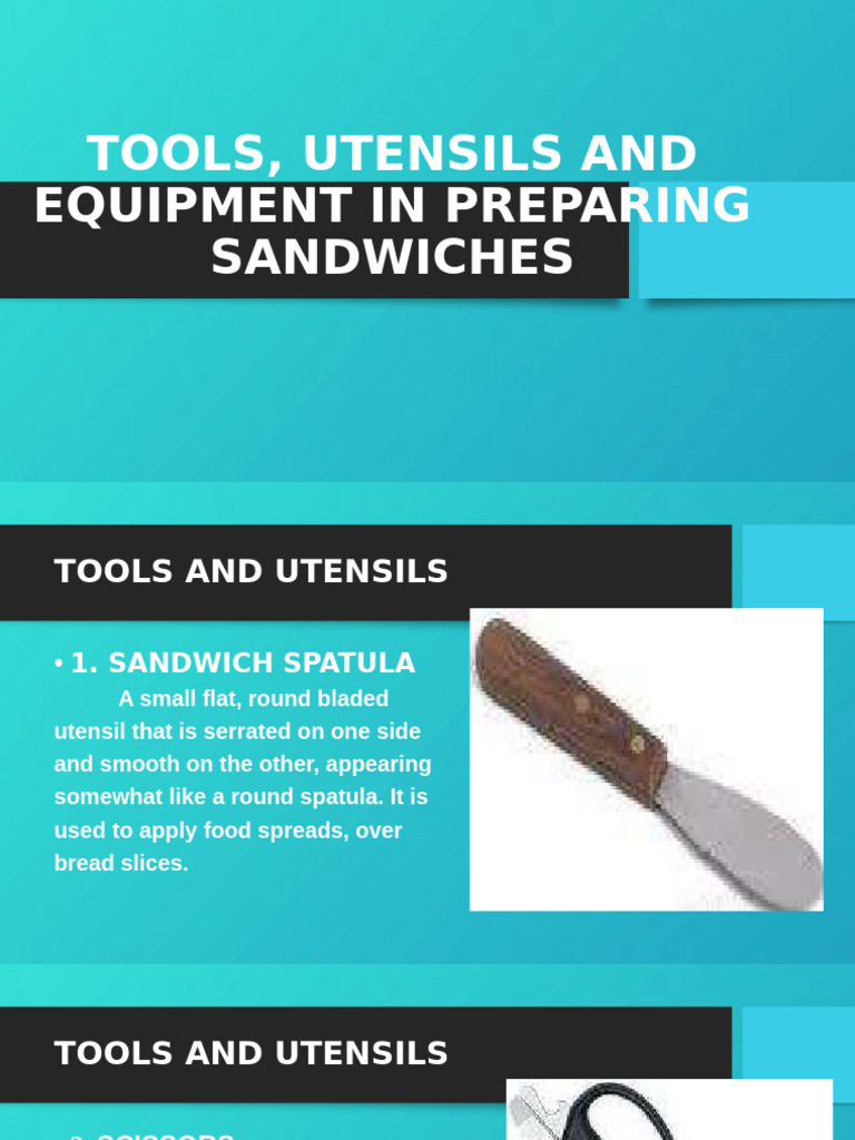 Tools, Utensils and Equipment in Preparing Sandwiches 9 | PDF | Knife ...