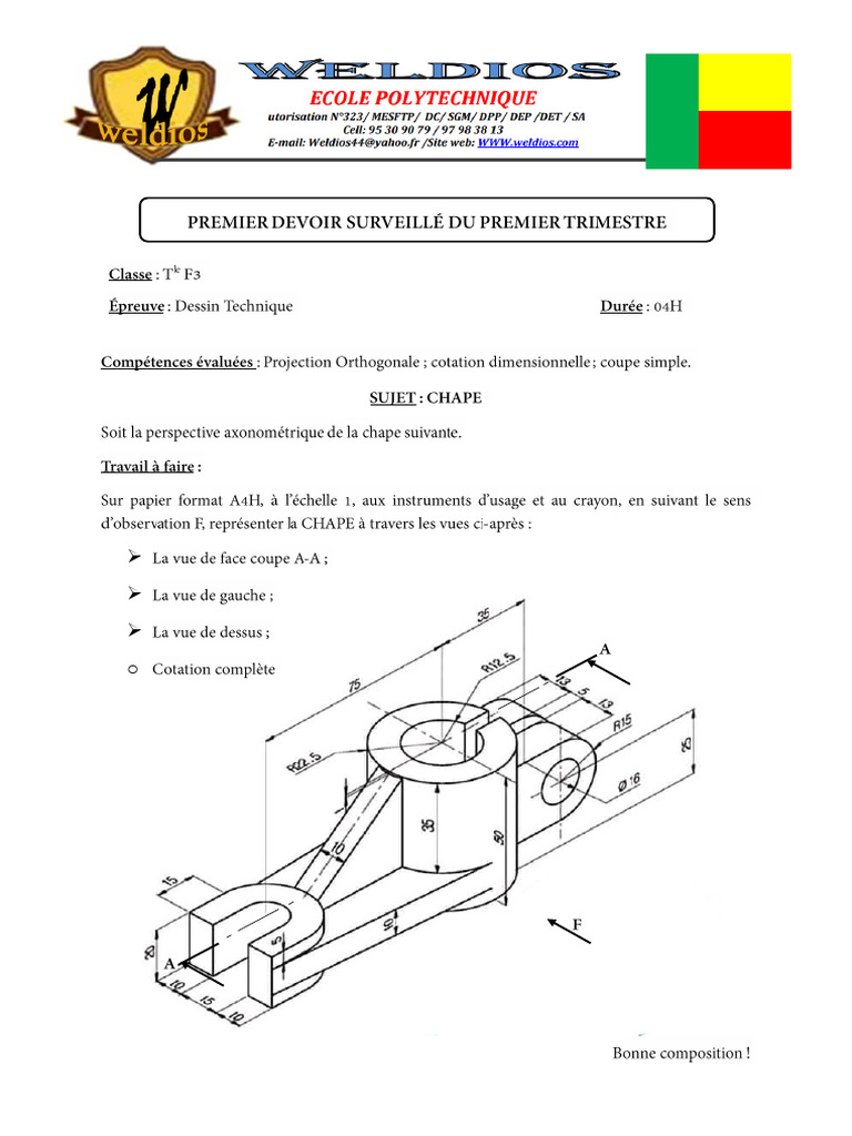 PREMIER DEVOIR SURVEILLÉ DU PREMIER TRIMESTRE_DESSIN_Tle F3-1 | PDF