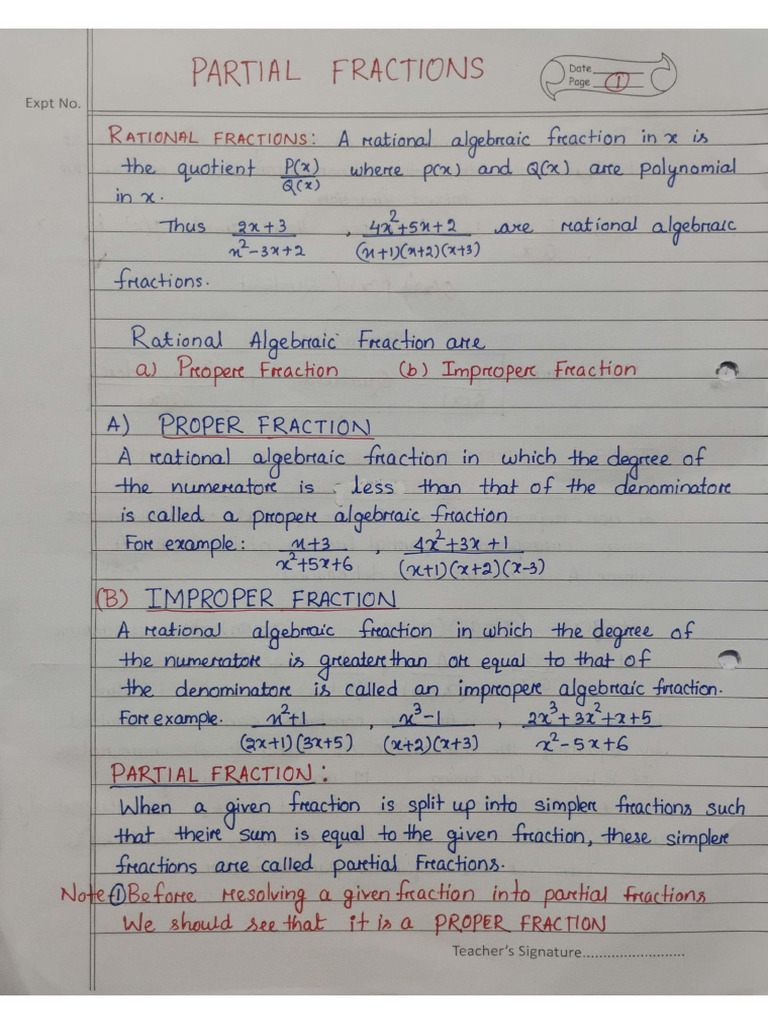 Partial Fraction Notes | PDF