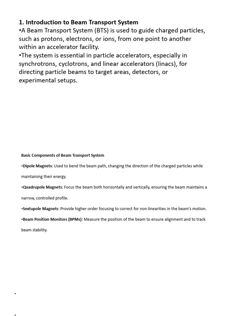 Beam Transport System | PDF | Particle Accelerator | Applied And ...